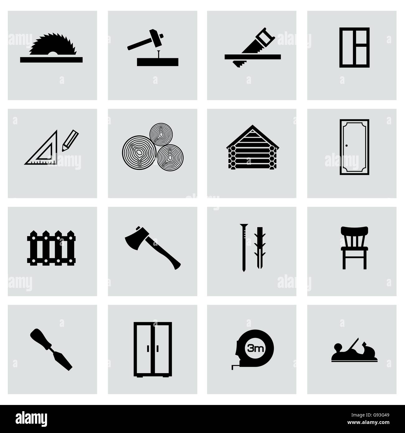 Vector black carpentry icons set Stock Vector Image & Art - Alamy