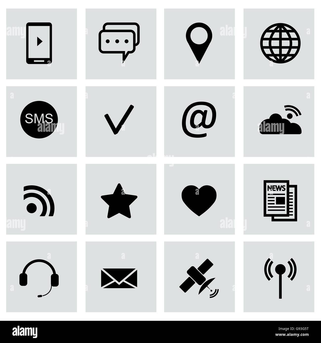 Vector black communication icons set Stock Vector Image & Art - Alamy