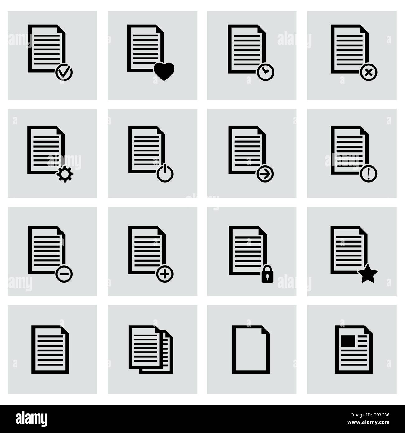 Vector black document icons set Stock Vector Image & Art - Alamy