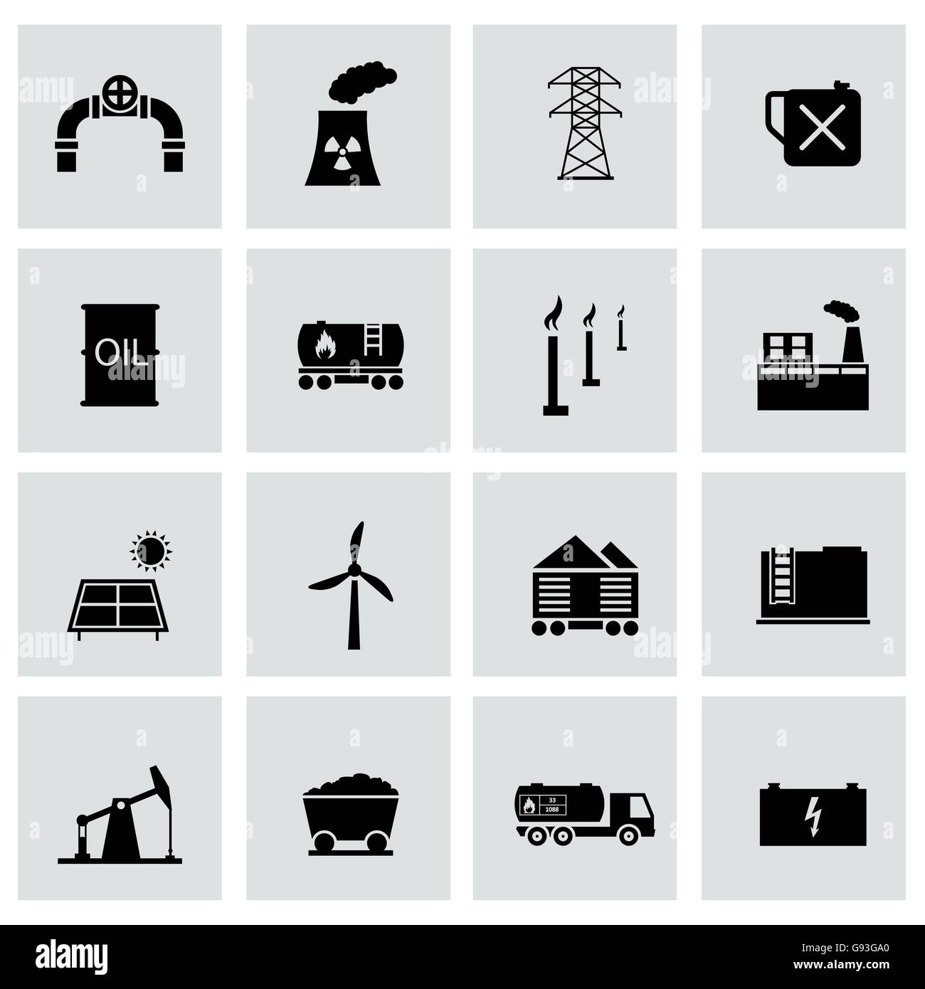 Vector black energetics icons set Stock Vector Image & Art - Alamy