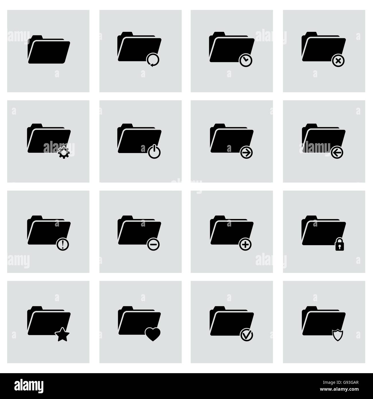 Vector black folder icons set Stock Vector Image & Art - Alamy