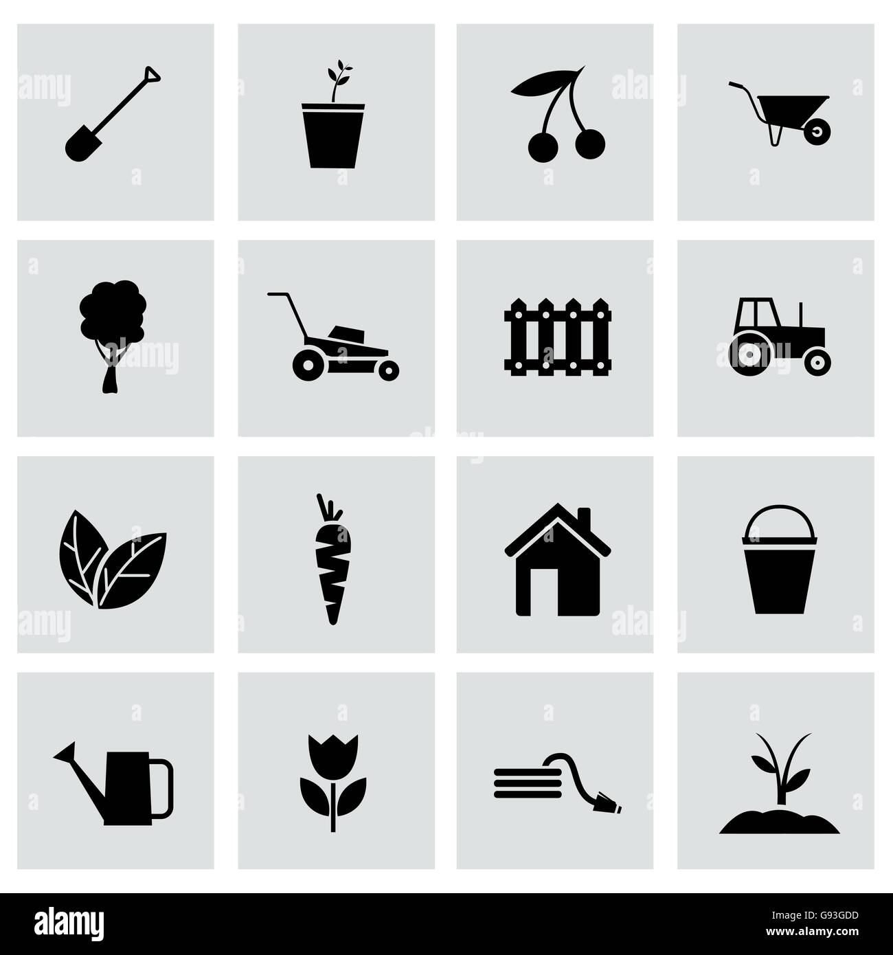 Vector black gardening icons set Stock Vector Image & Art - Alamy