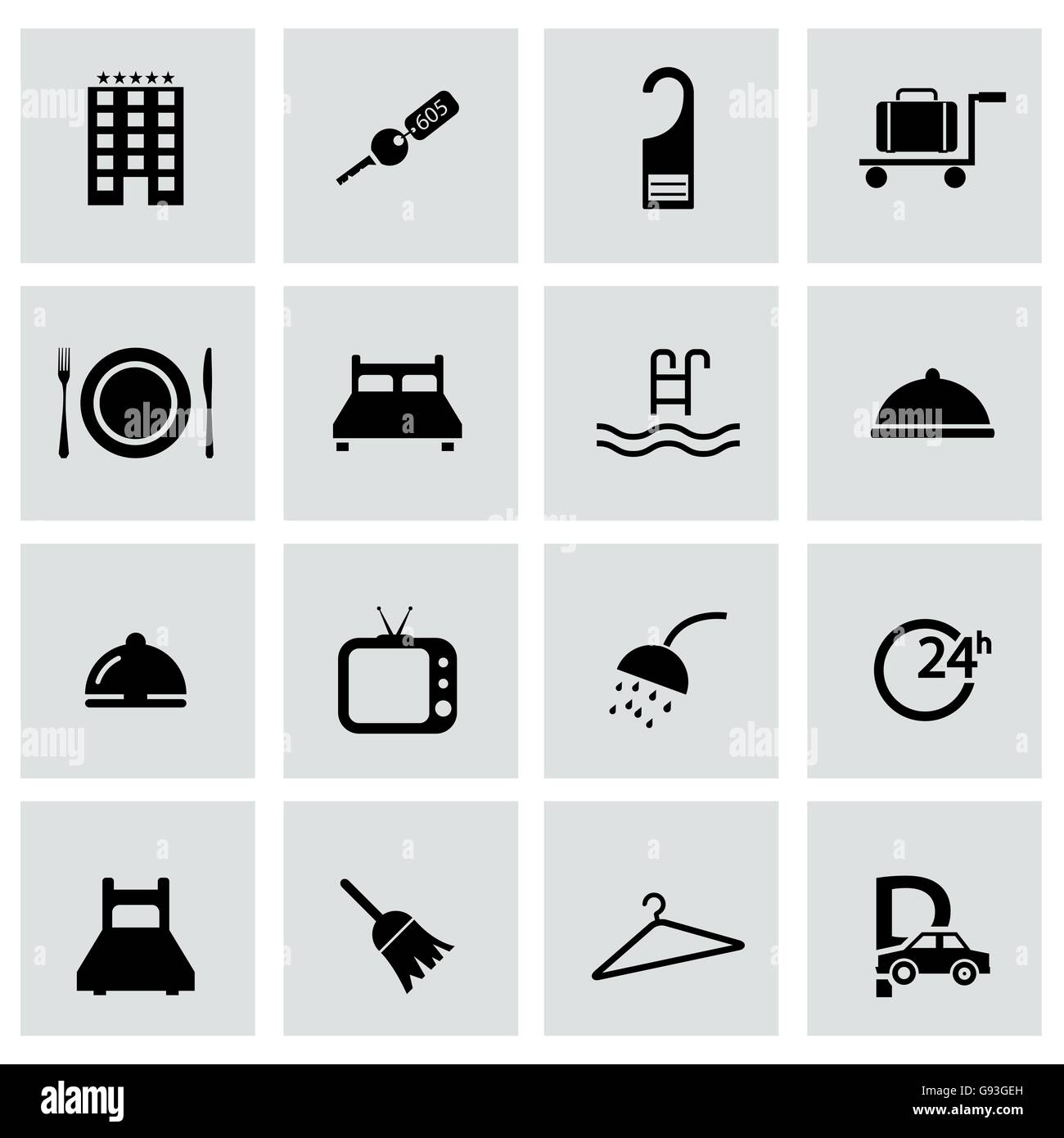 Vector black hotel icons set Stock Vector Image & Art - Alamy