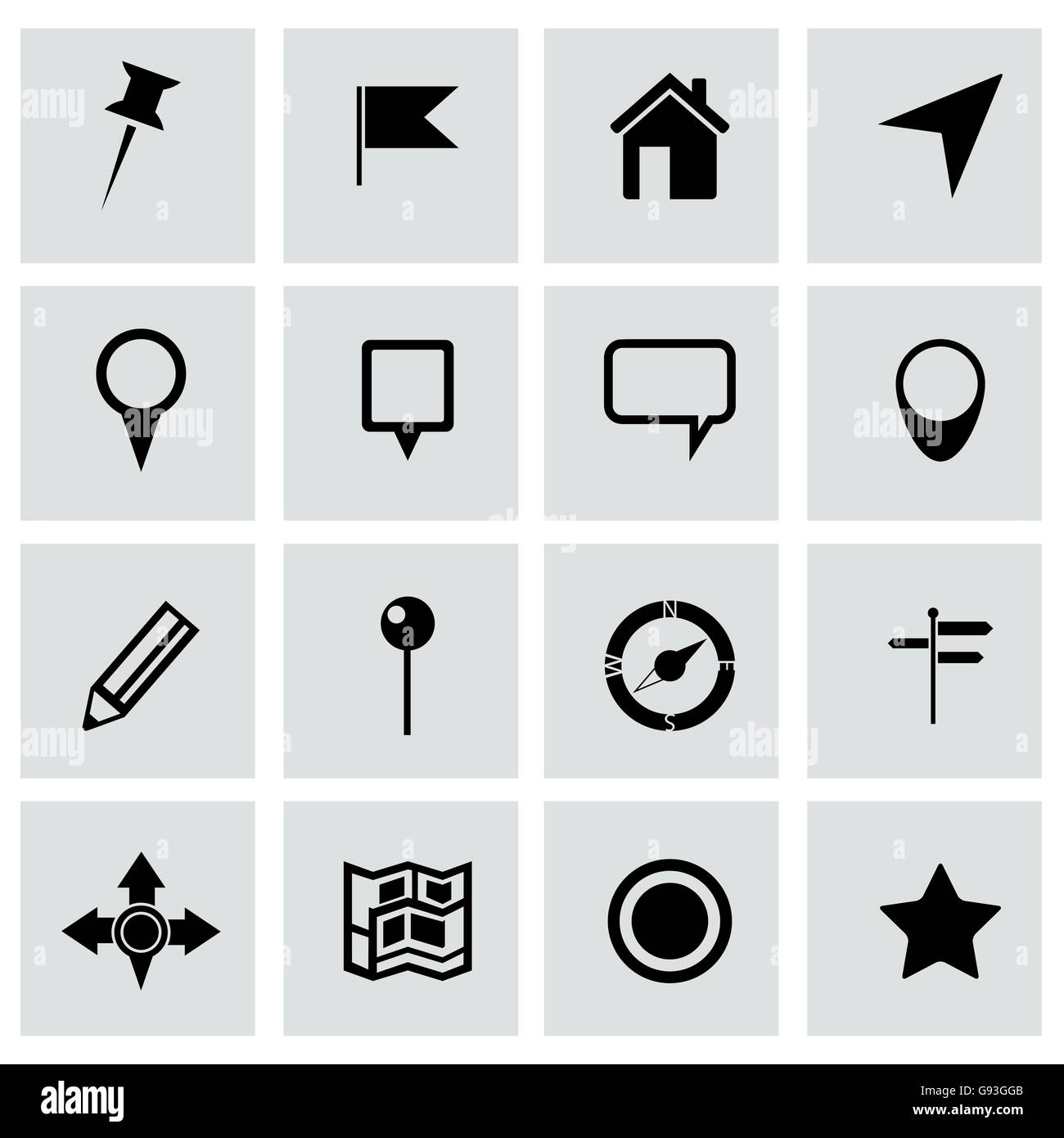 Vector black map icons set Stock Vector Image & Art - Alamy