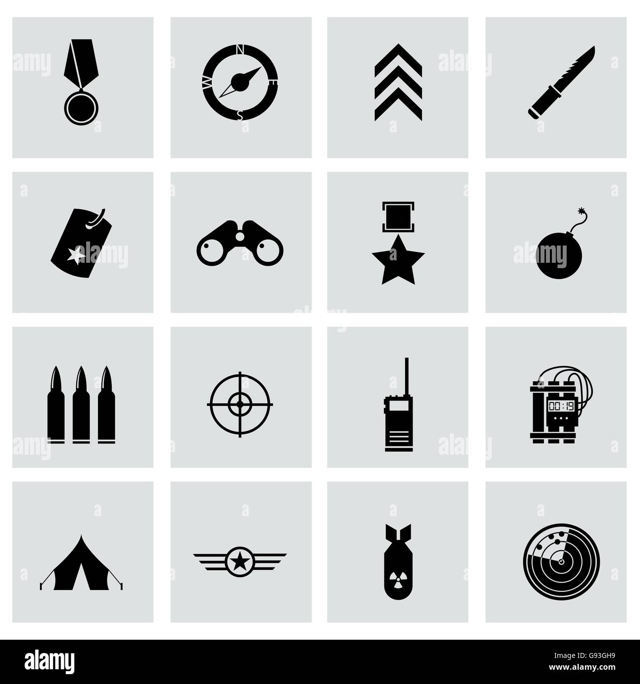Vector black military icons set Stock Vector Image & Art - Alamy
