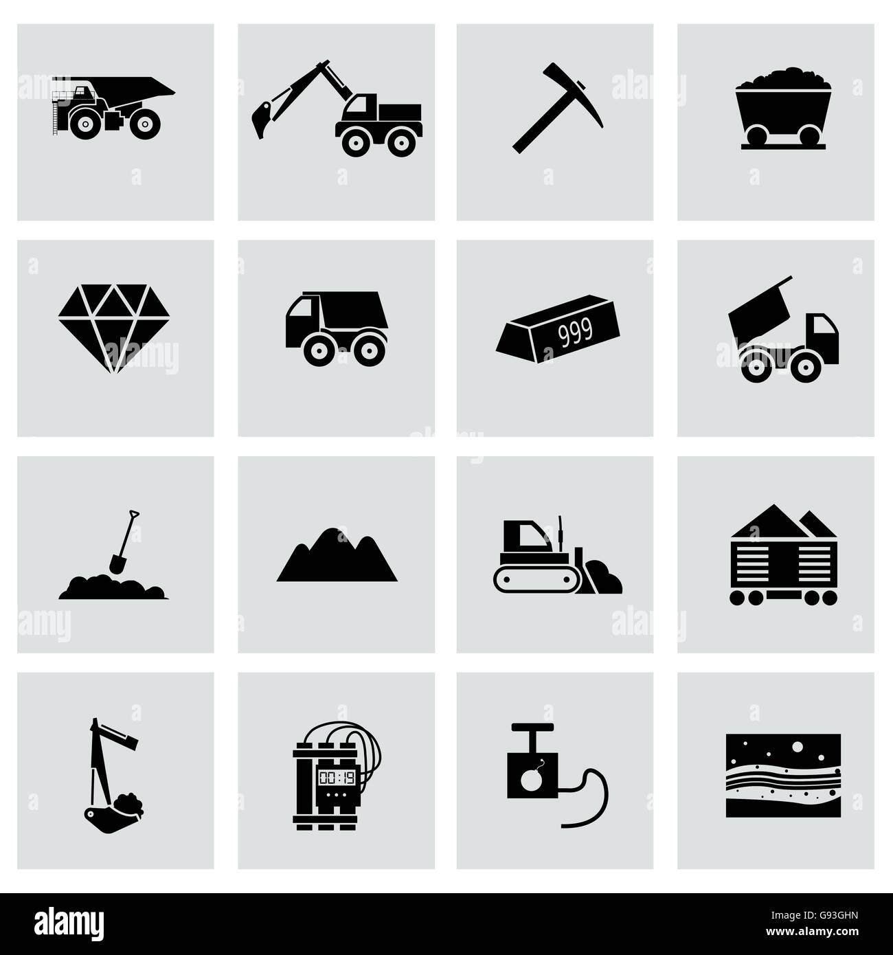Vector black mining icons set Stock Vector Image & Art - Alamy