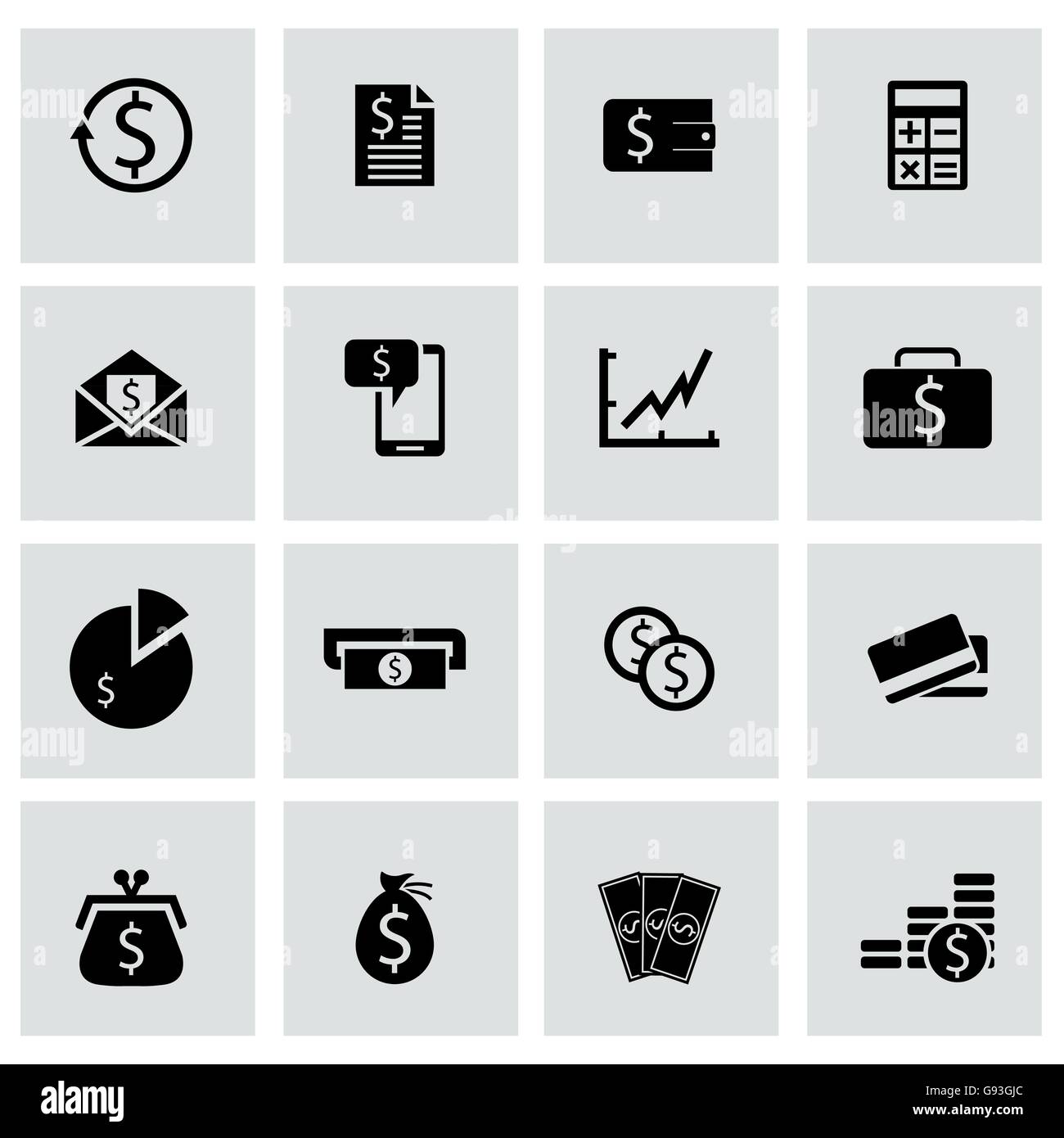 Vector black money icons set Stock Vector Image & Art - Alamy