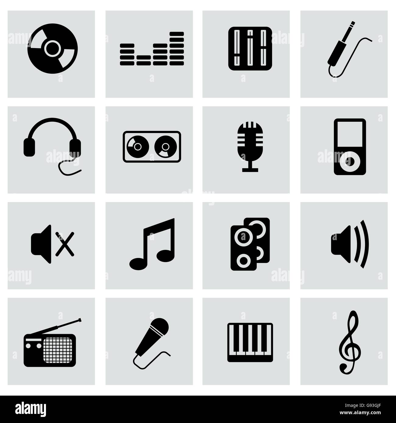 Vector black music icons set Stock Vector Image & Art - Alamy