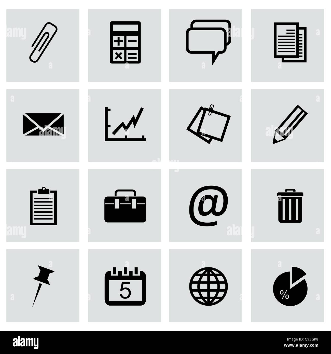 Vector black office icons set Stock Vector Image & Art - Alamy