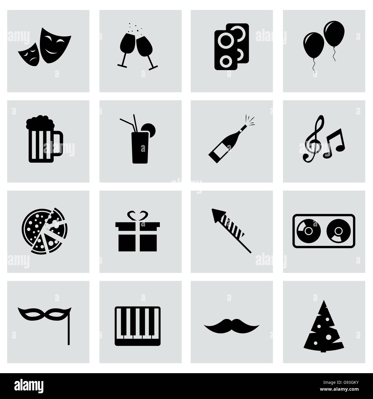 Vector black party icons set Stock Vector Image & Art - Alamy