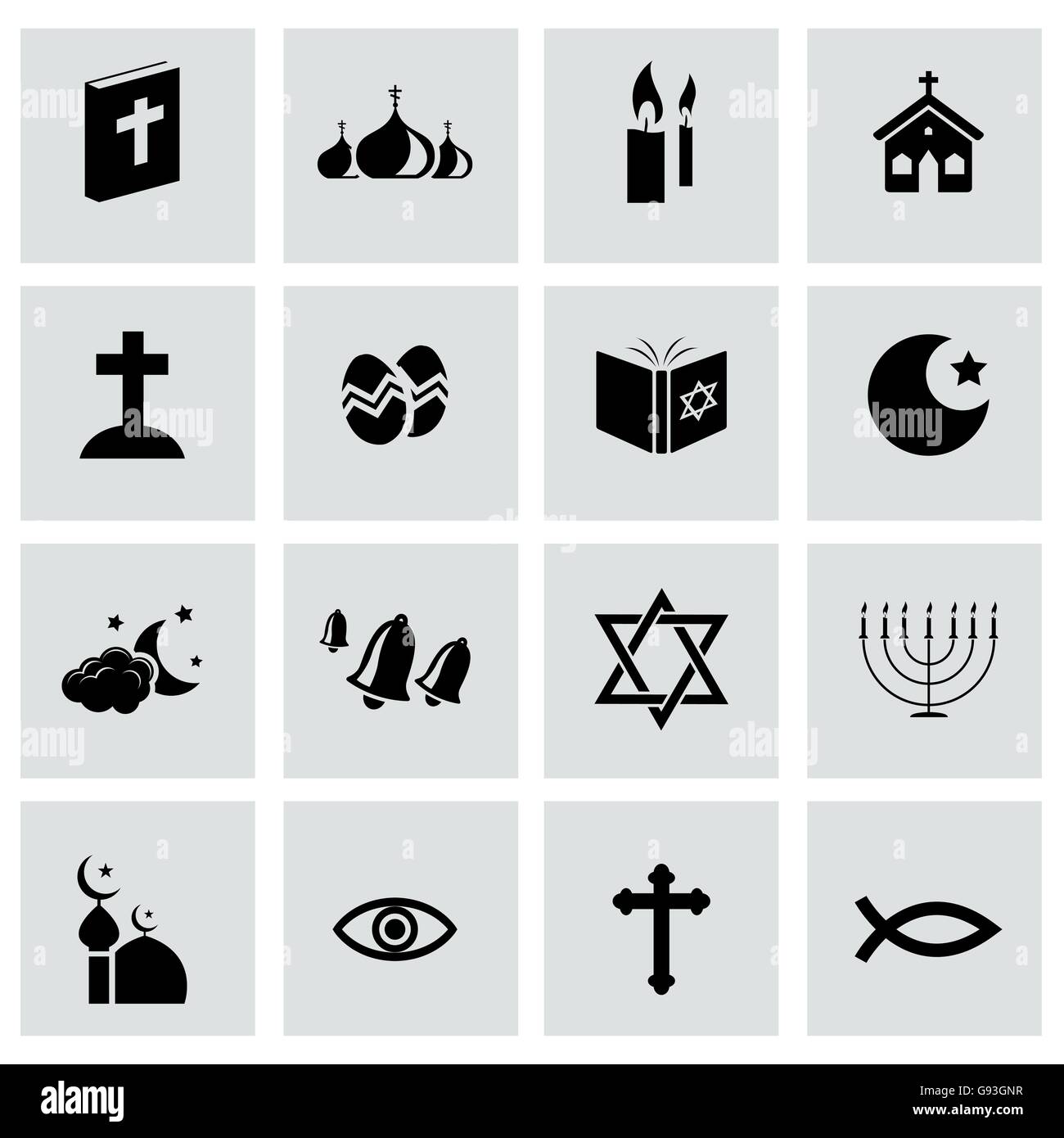 Vector black religion icons set Stock Vector Image & Art - Alamy