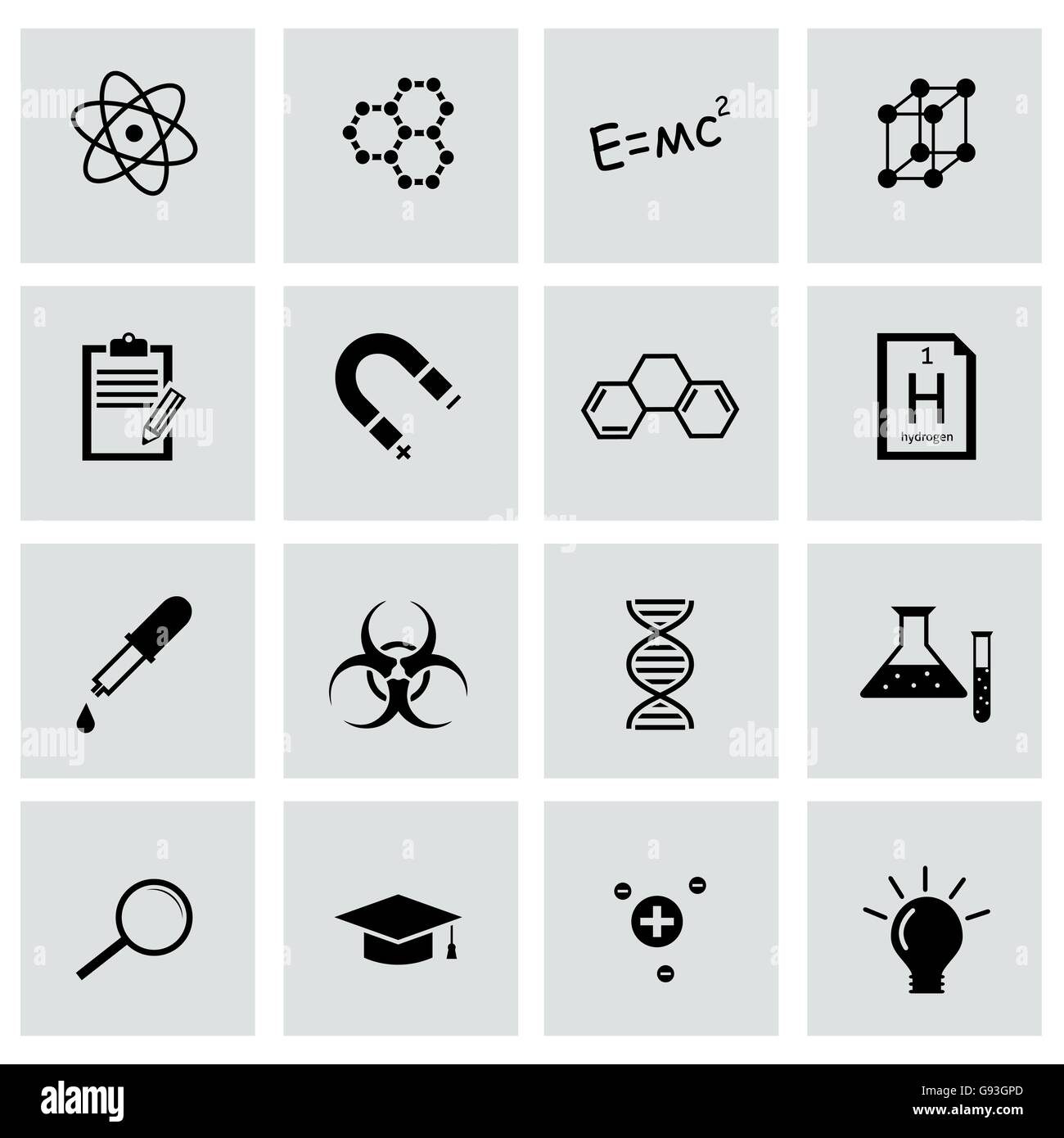 Vector black science icons set Stock Vector Image & Art - Alamy