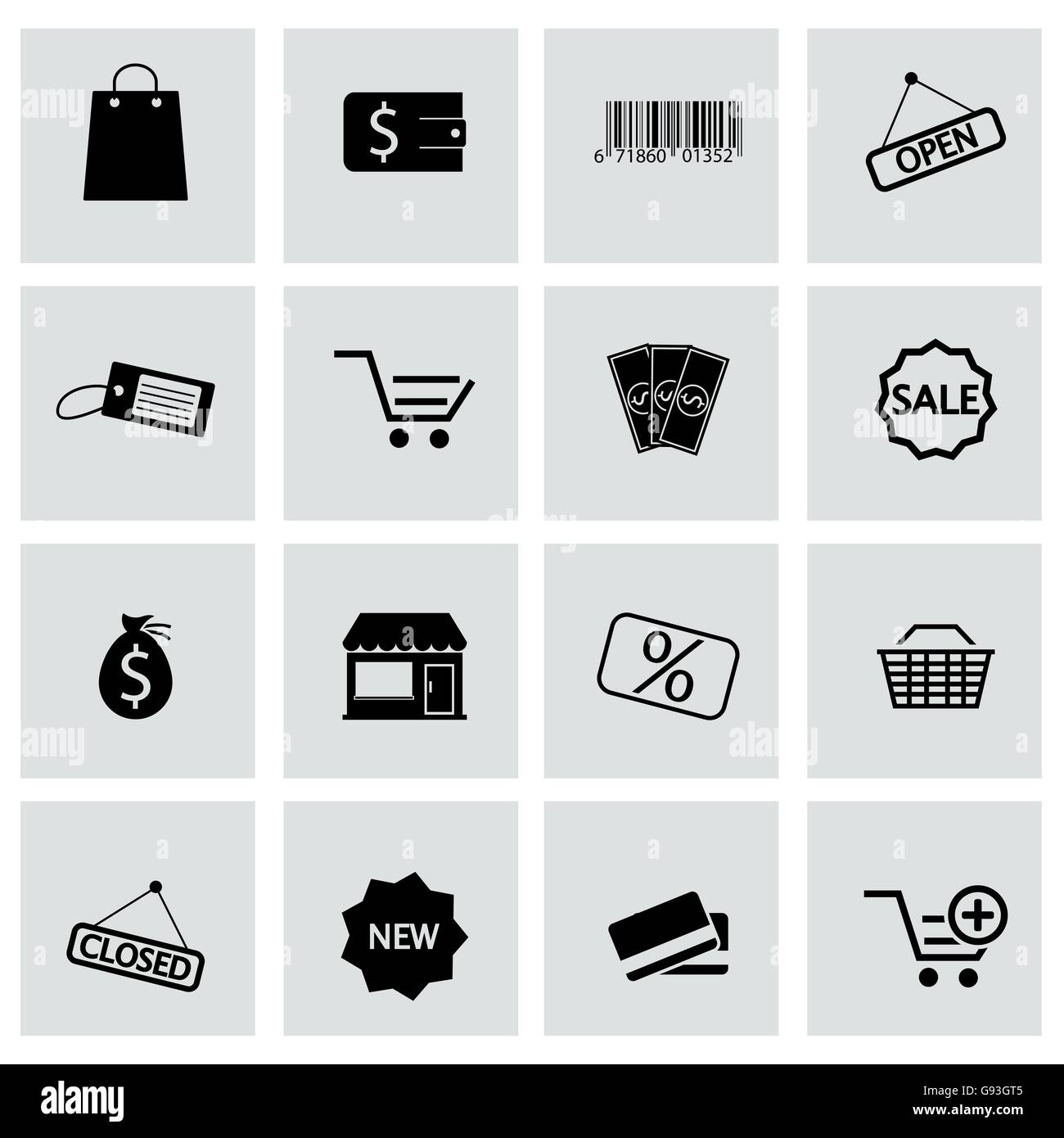 Vector black shop icons set Stock Vector Image & Art - Alamy