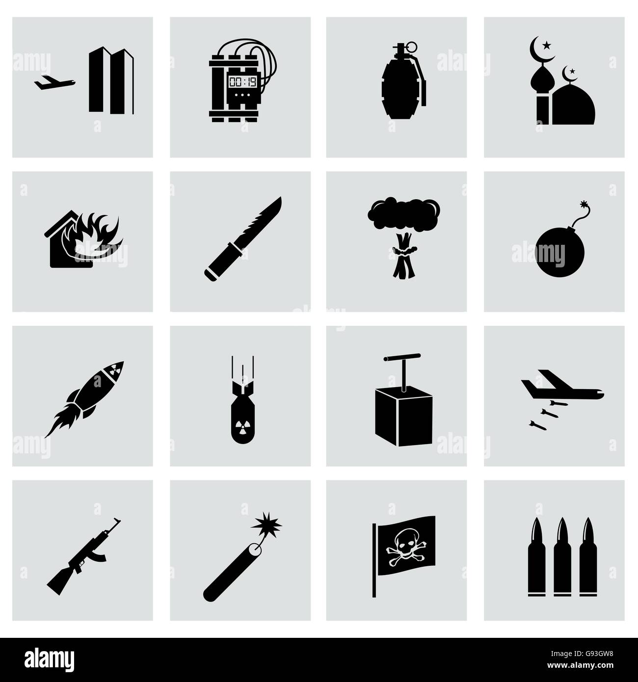 Vector black terrorism icons set Stock Vector Image & Art - Alamy