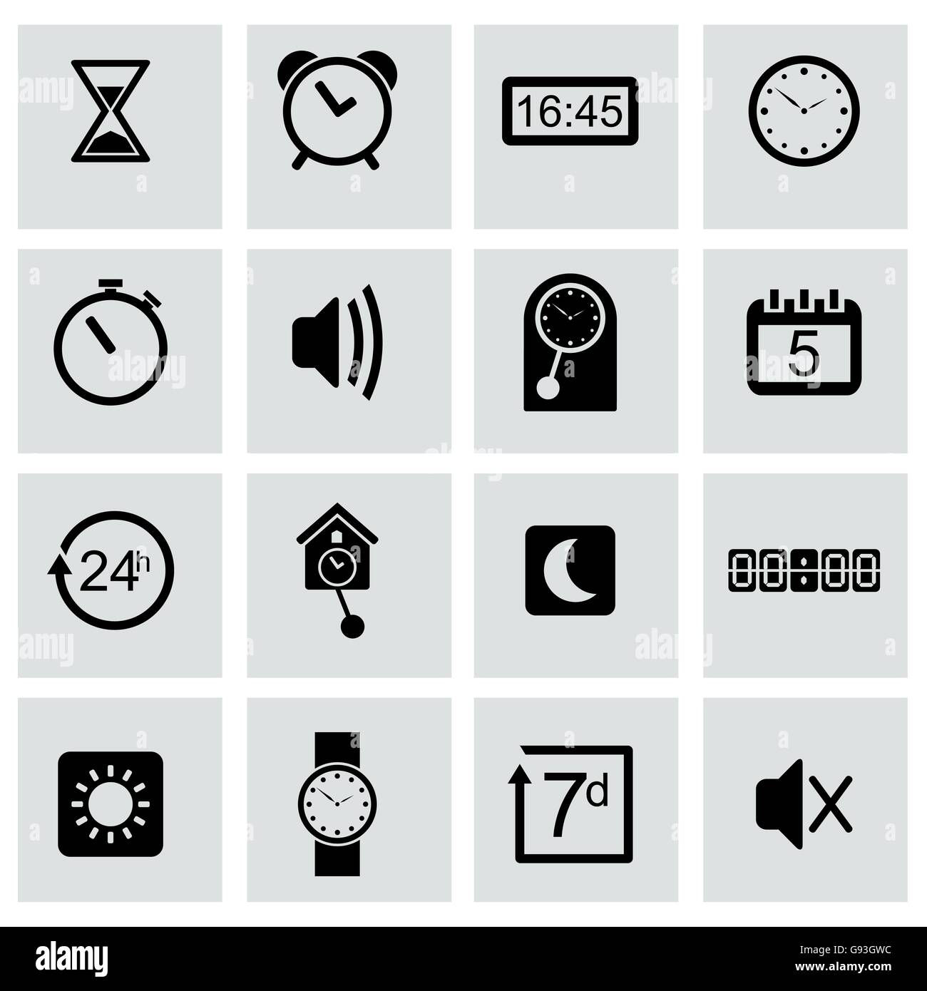 Vector black time icons set Stock Vector Image & Art - Alamy