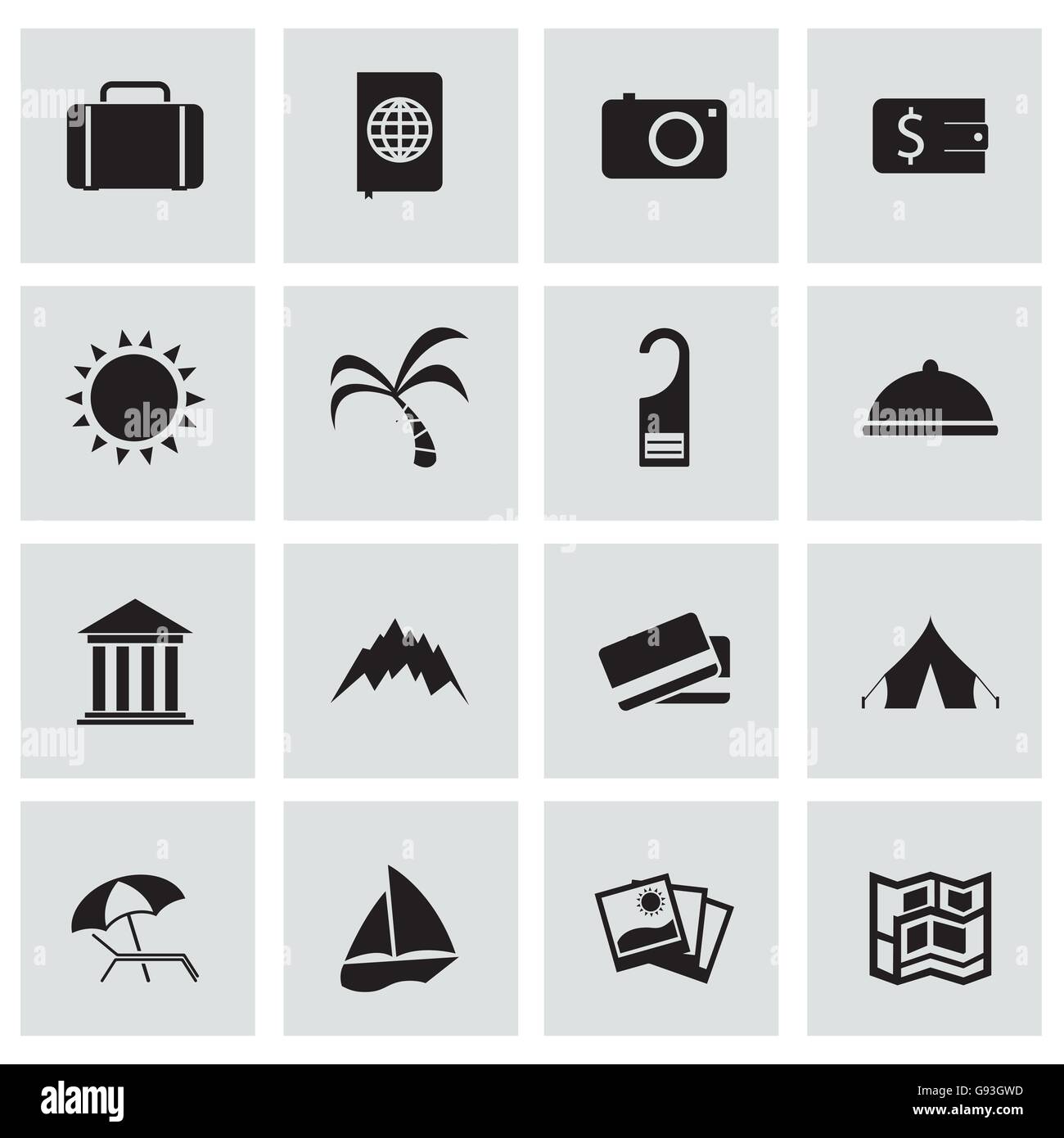 Vector black travel icons set Stock Vector Image & Art - Alamy
