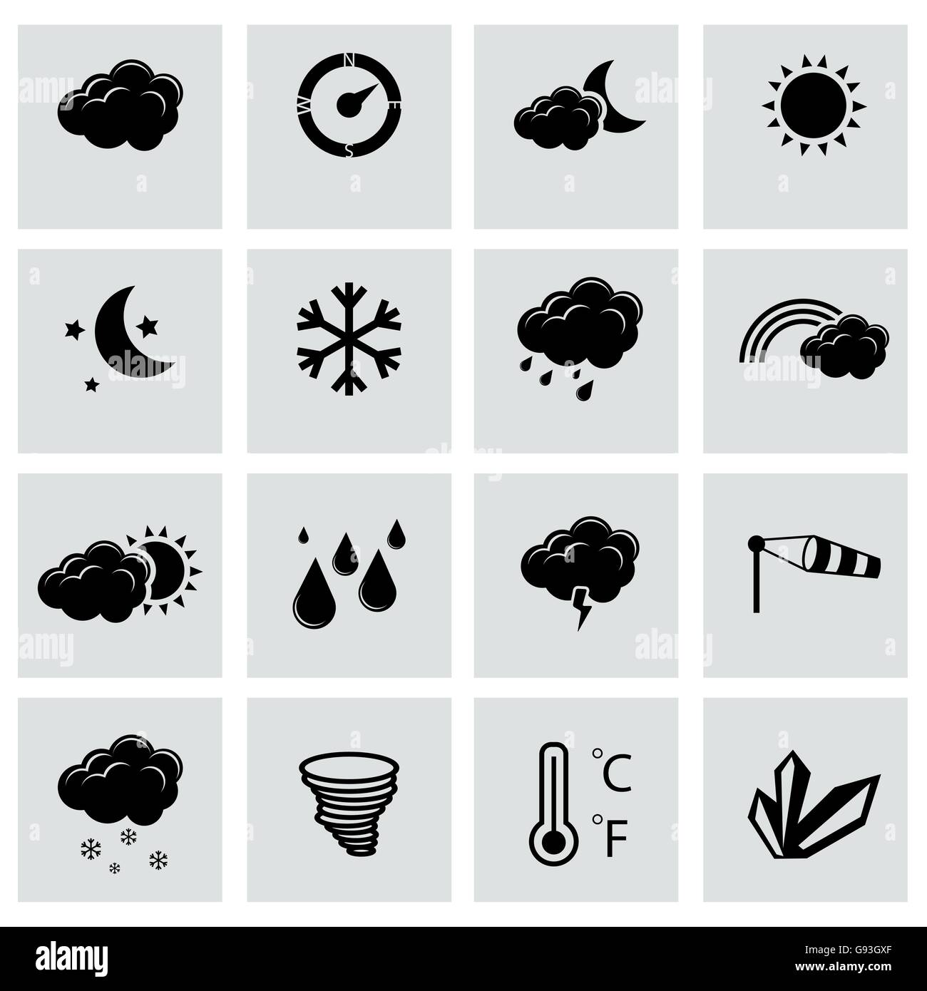 Vector black weather icons set Stock Vector Image & Art - Alamy