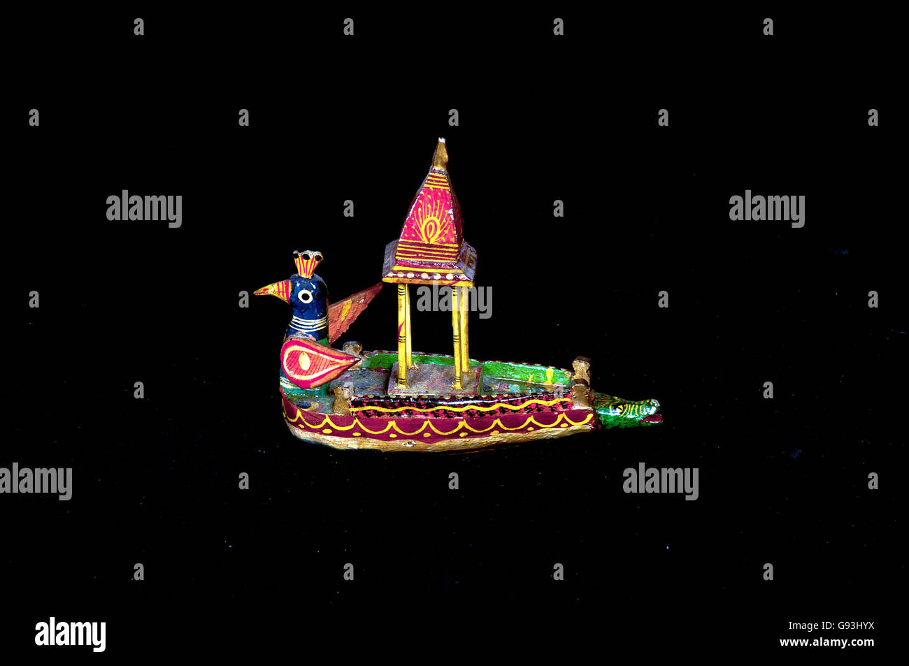 Peacock Shaped Wooden Colorful Boat of Varanasi, U.P, India. used as ...