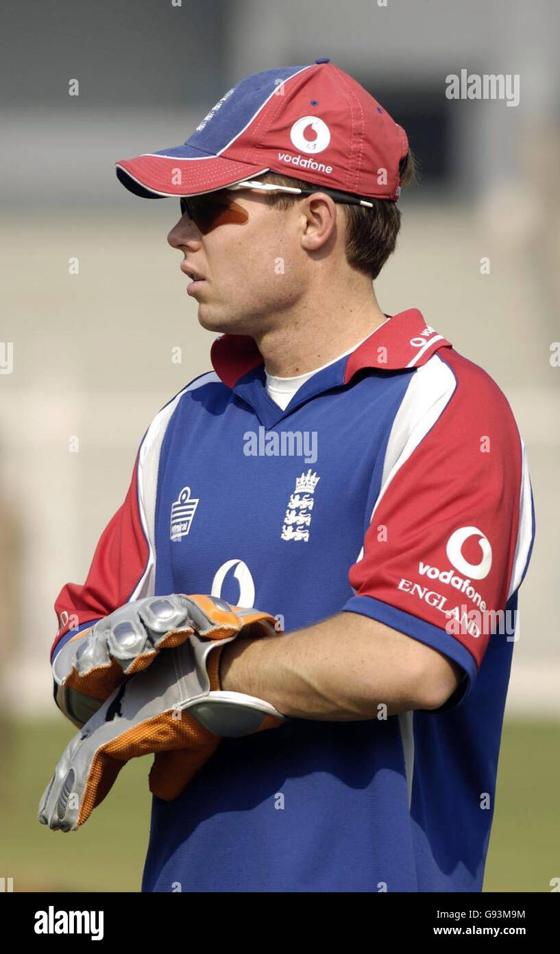 England cricketer Geraint Jones during a practice session at the ...