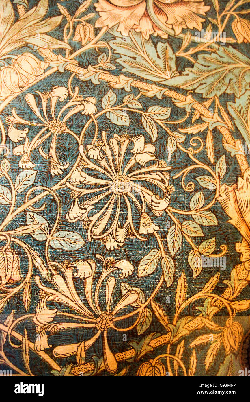 William Morris linen wall hangings called Honeysuckle in the ...