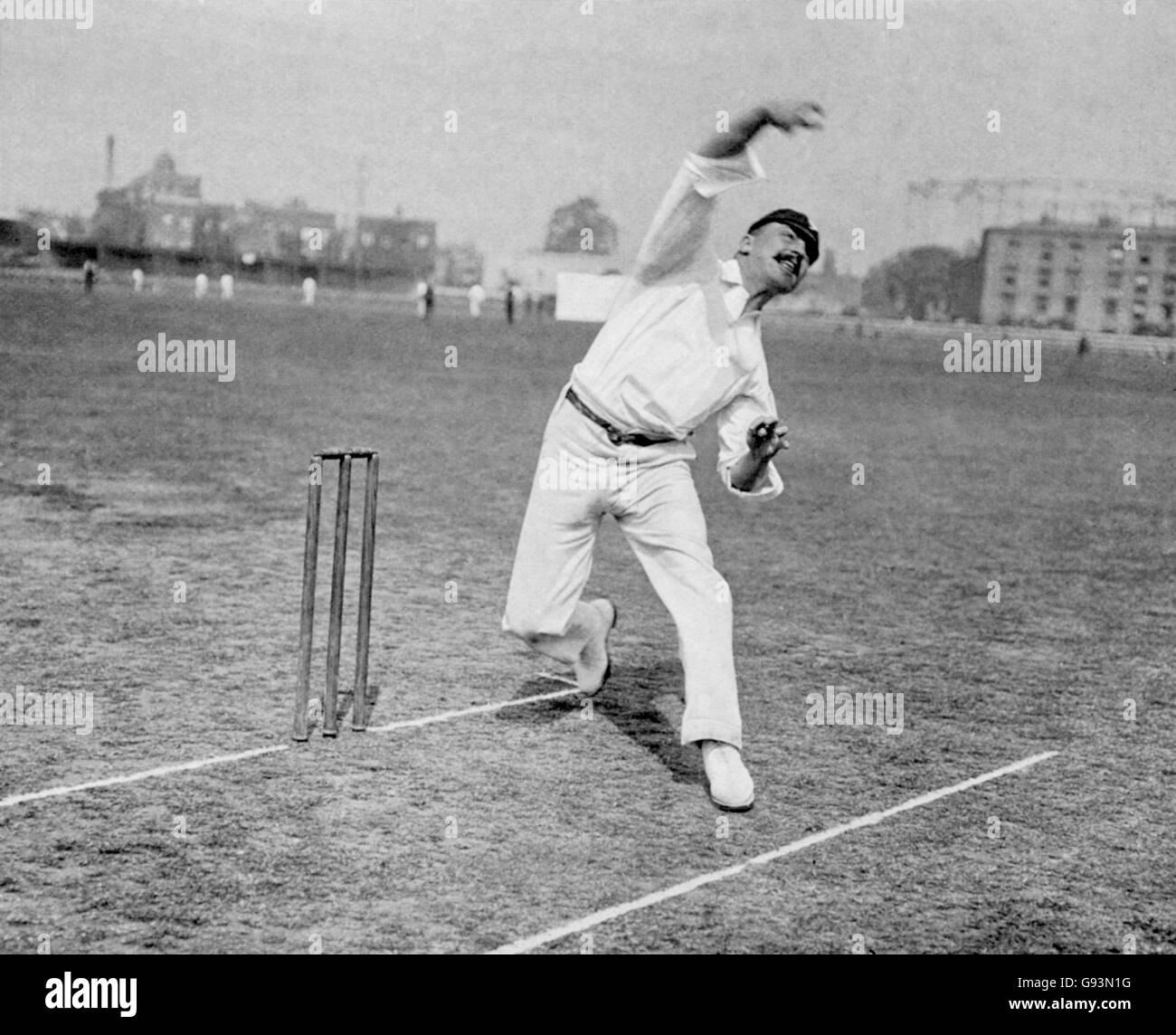 Full length stock action bowling black and white hi-res stock ...