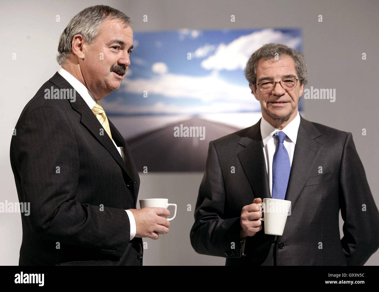 (Left to Right) Peter Erskine (Chairman and CEO of O2) and Cesar ...