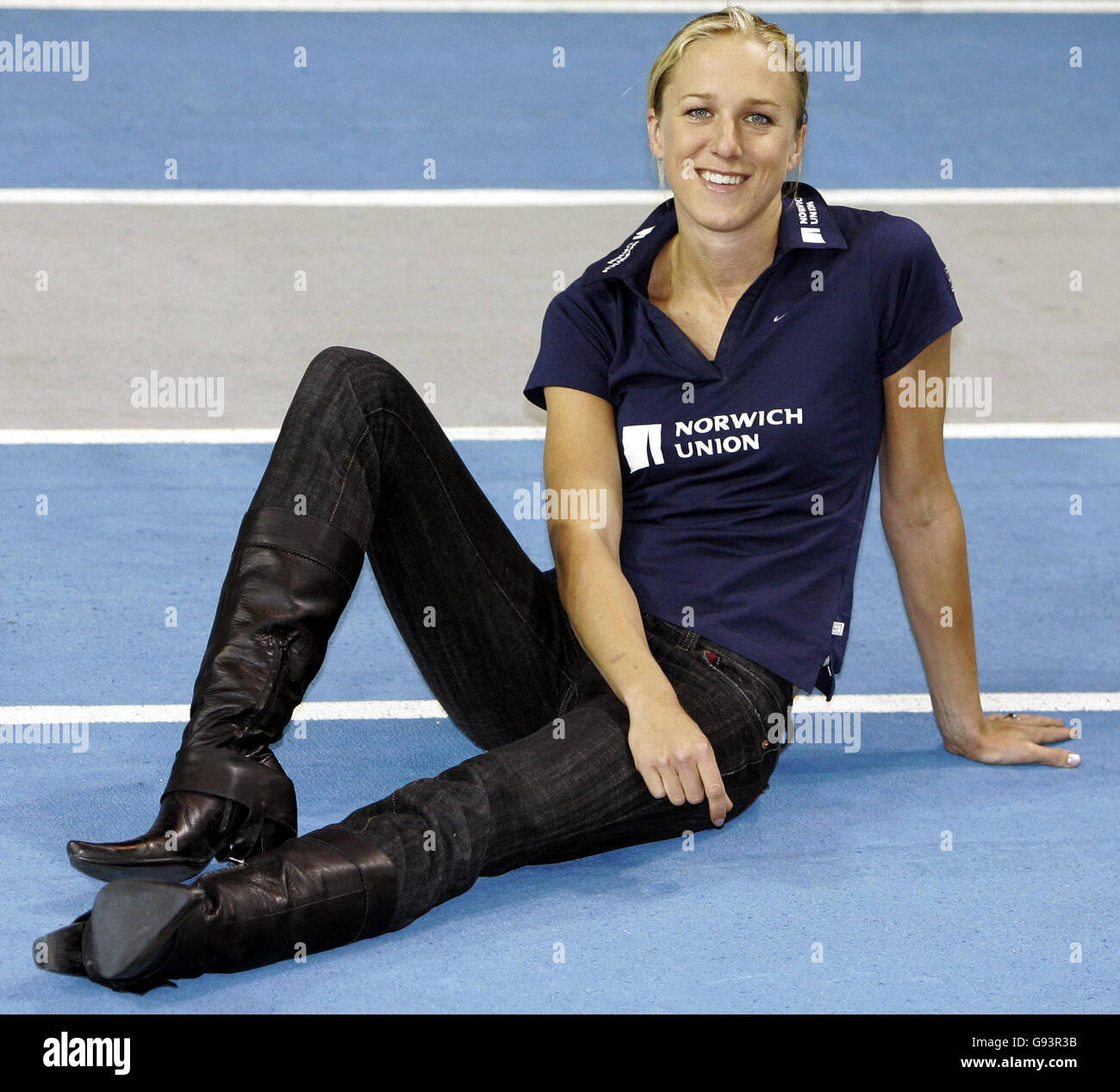 Sweden's World high jump champion Kajsa Bergqvist poses for the media ...