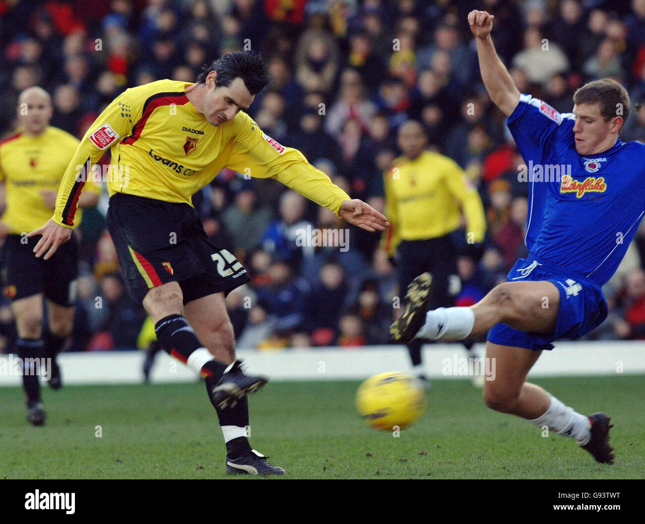 Watford's Matthew Spring (L) scores during the Coca-Cola Championship ...