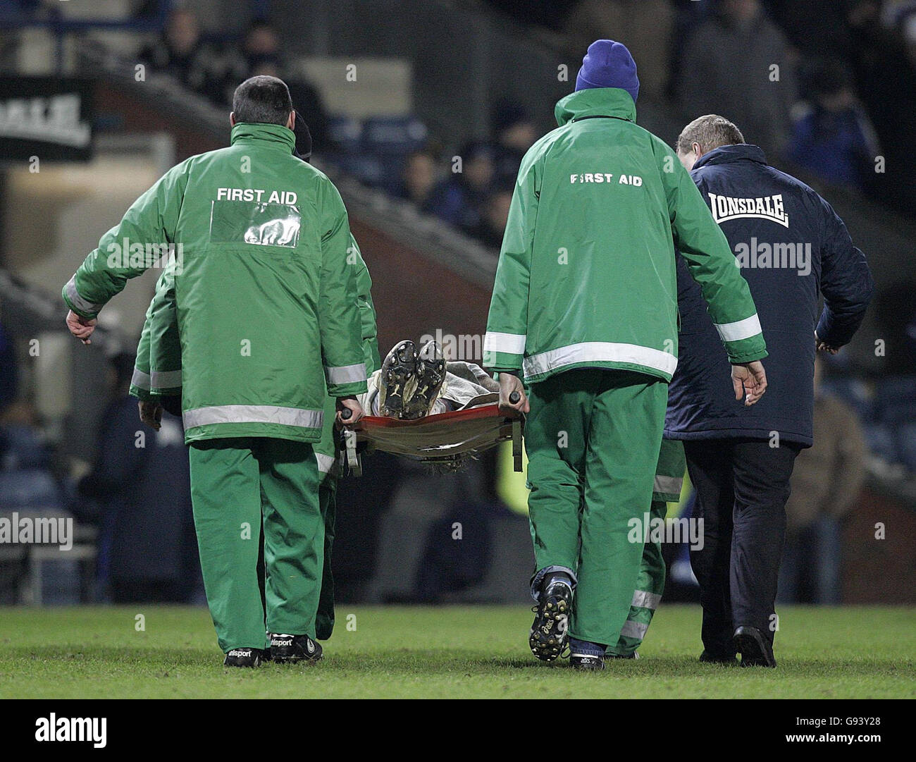 Blackburn Rovers' Robbie Savage is carried off the pitch after a ...