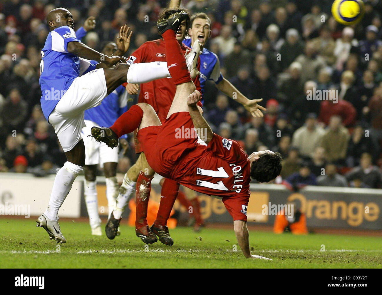 Liverpools robbie fowler from an overhead kick against birmingham city ...