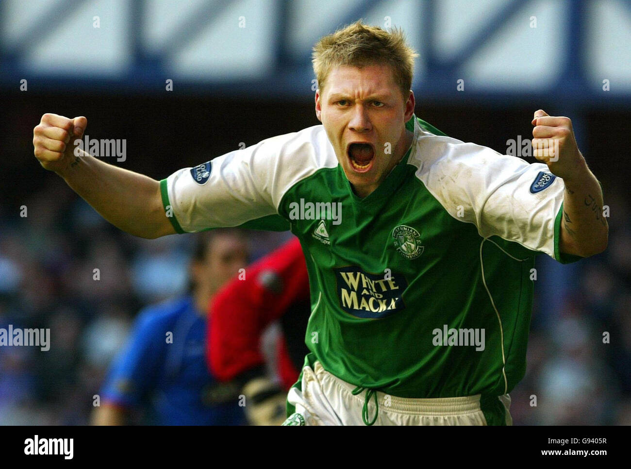 Hibernian's Garry O'Connor celebrates scoring during the Tennant's ...
