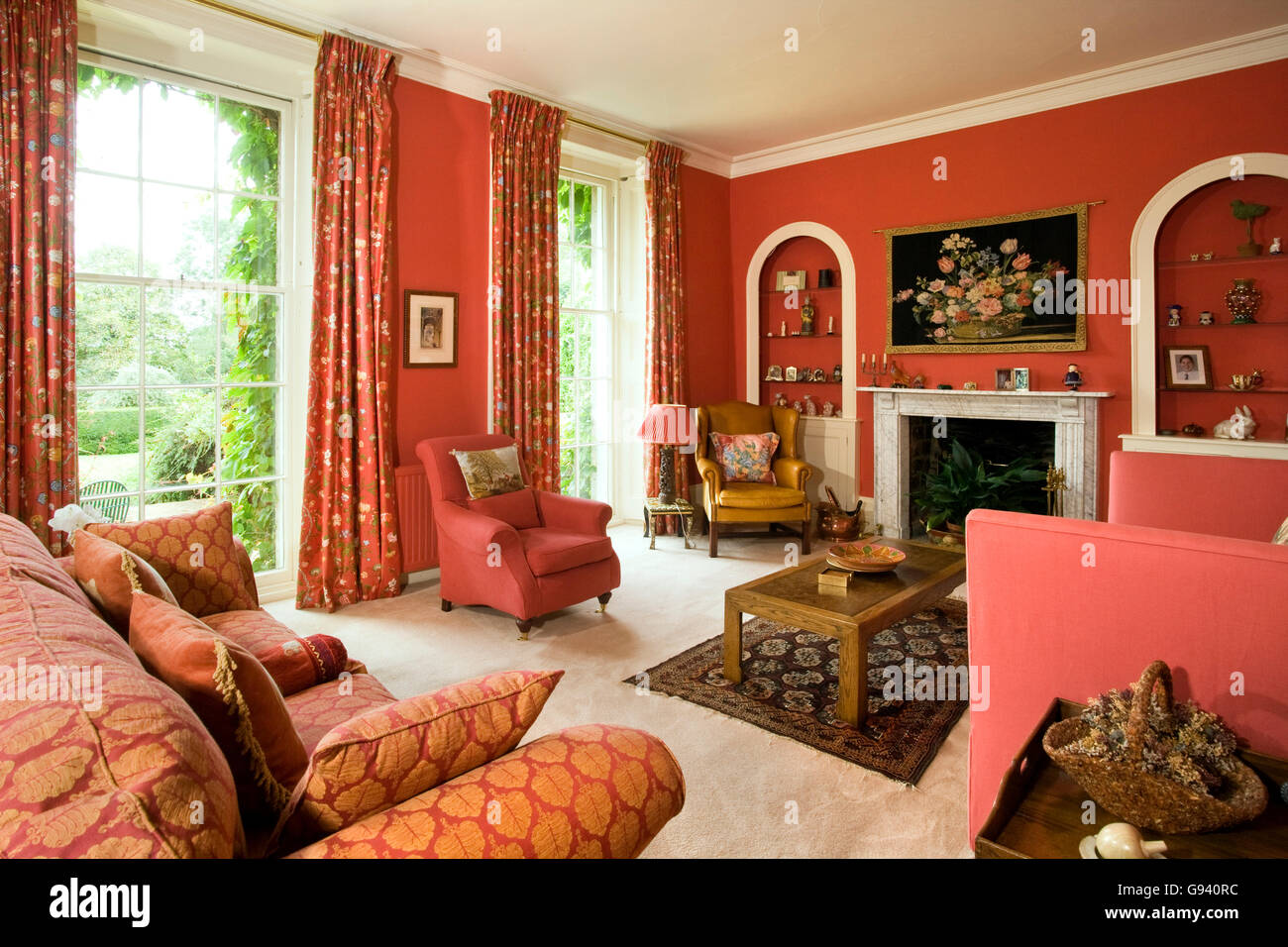 UK. A large traditional formal drawing room Stock Photo - Alamy