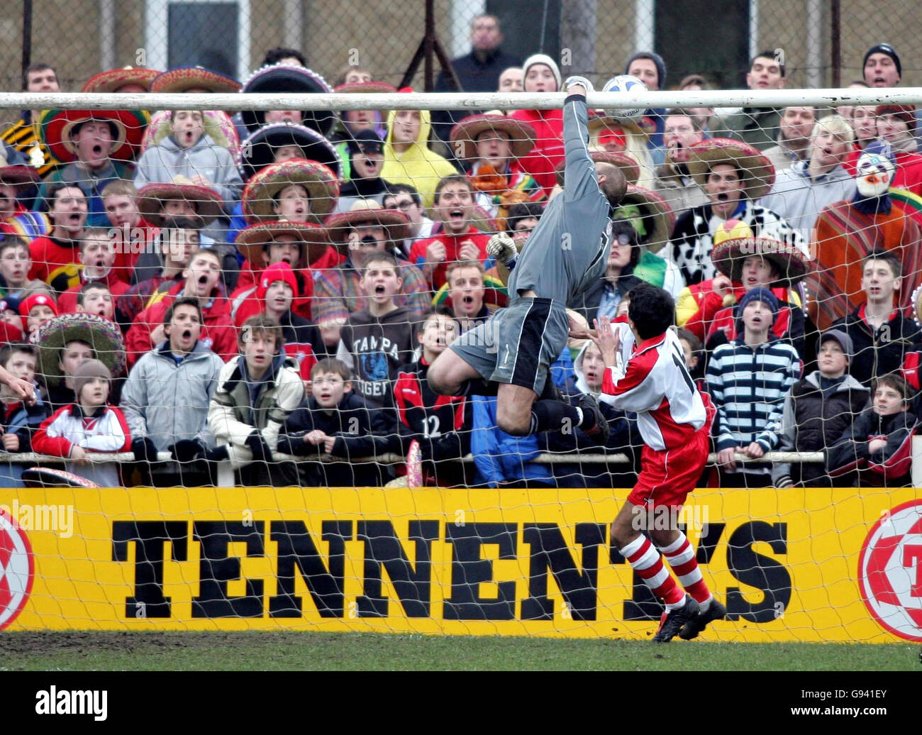Spartans fans look on as St Mirren's Tony Bullock saves from Spartans ...