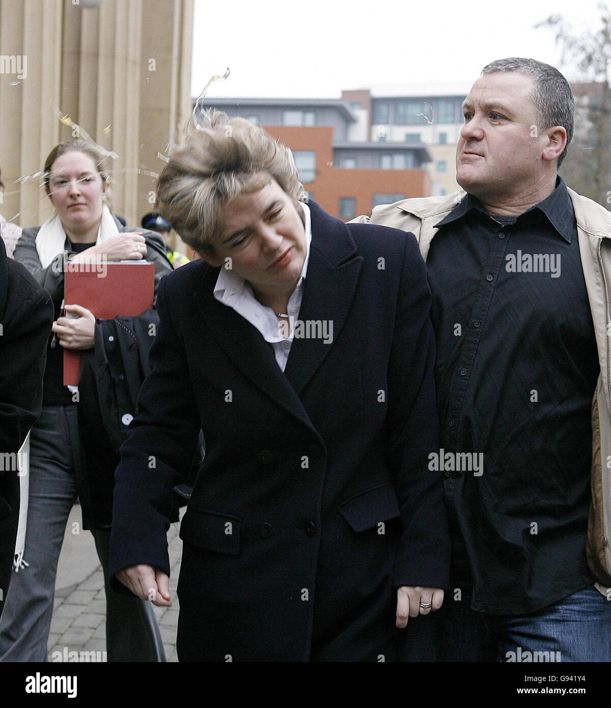 Education Secretary Ruth Kelly ducks after being hit by an egg outside ...