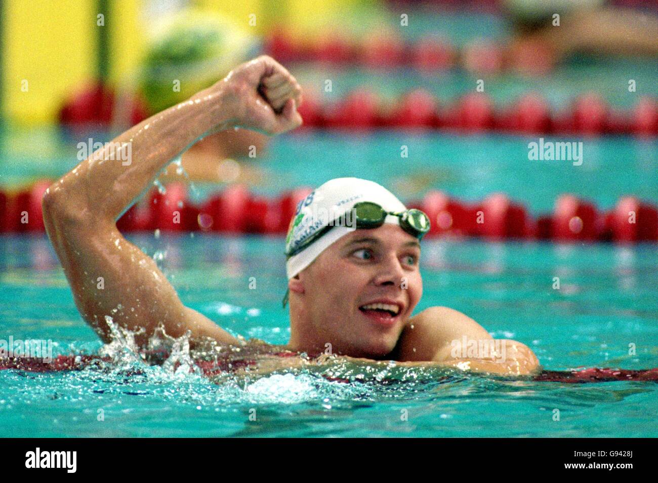 England's James Hickman celebrates winning the gold medal Stock Photo ...