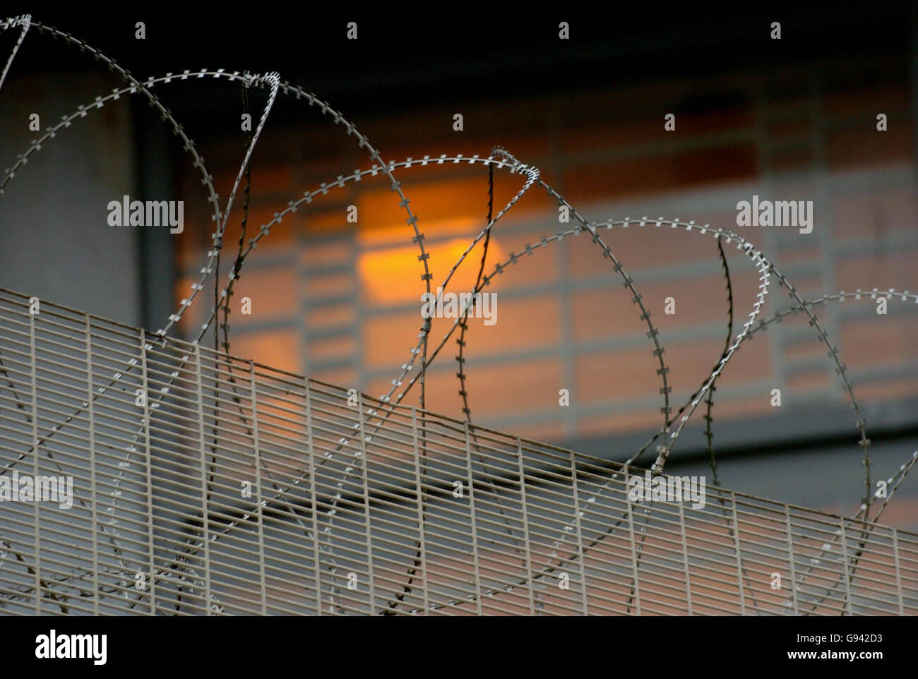 A view of razorwire at HMP Woodhill near Milton Keynes. Staff at the ...