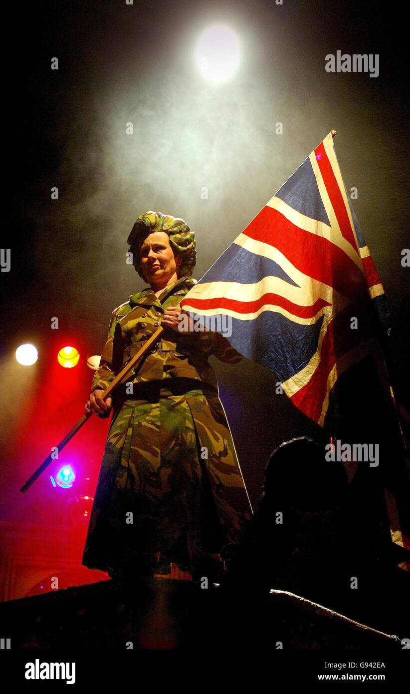 Actress Ali Belbin rehearses a scene from Thatcher the Musical at the ...