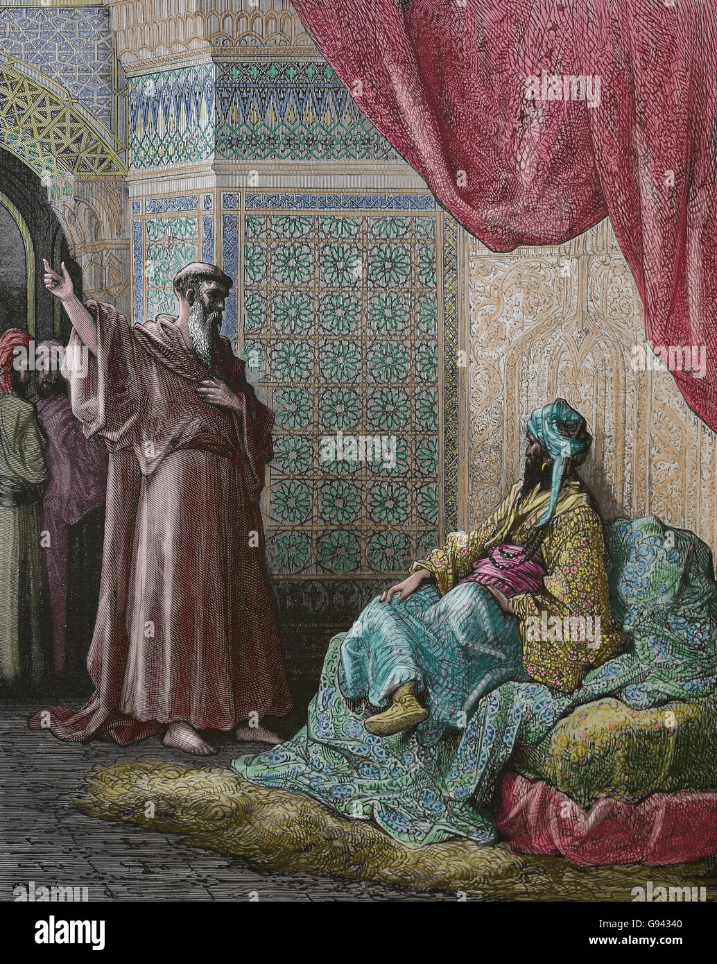St. Francis of Assisi meeting to Sultan, Melik-Al-Kamil. Engraving by G ...