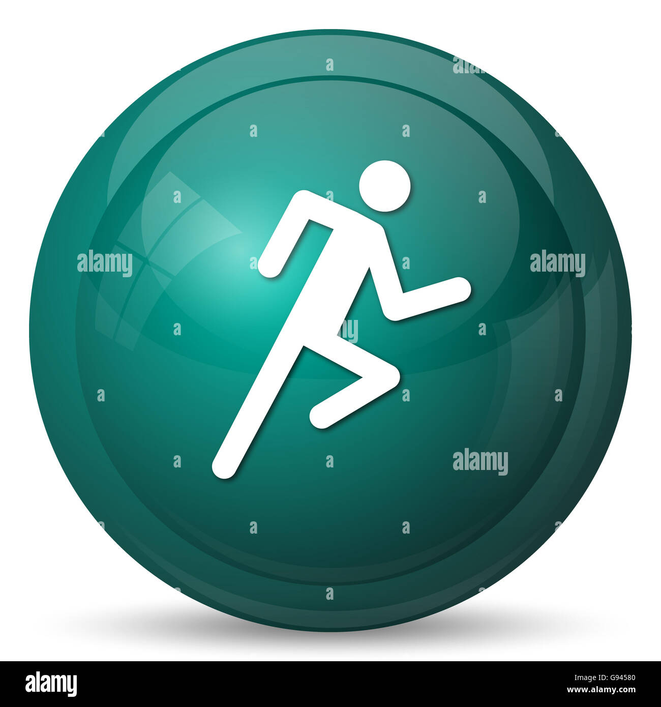 Running man icon. Internet button on white background Stock Photo - Alamy