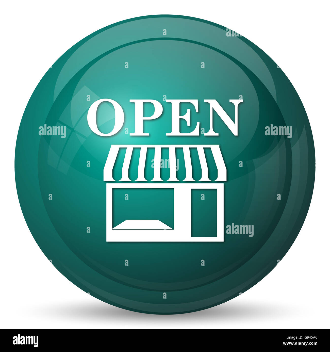 Open store icon. Internet button on white background Stock Photo - Alamy