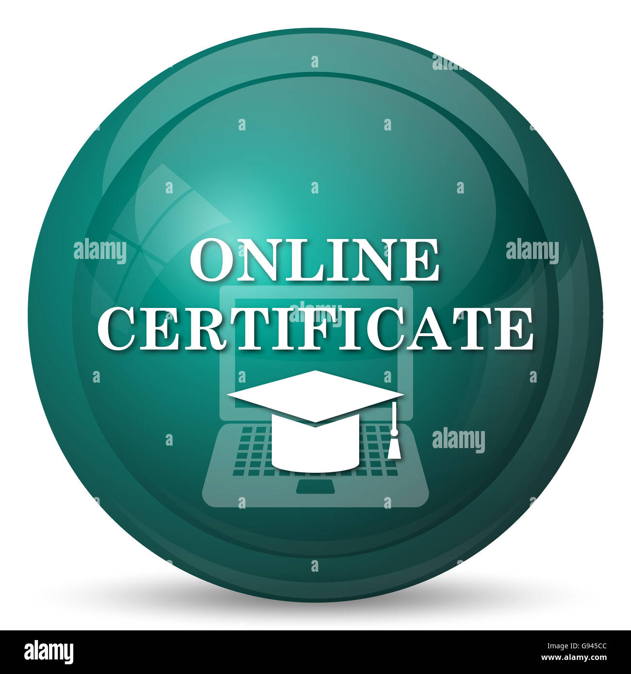 Online certificate icon. Internet button on white background Stock ...
