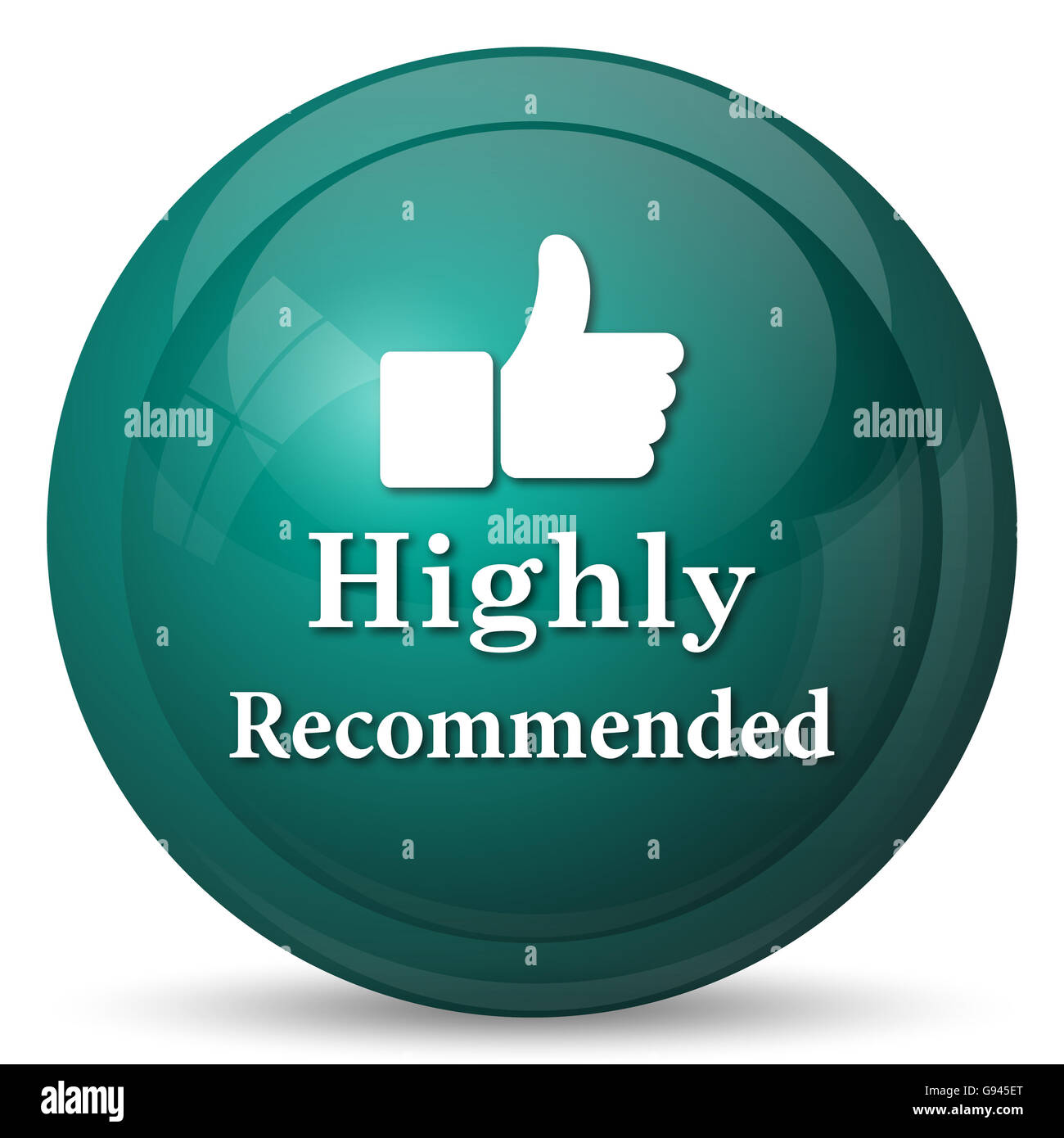 Highly recommended icon. Internet button on white background Stock ...