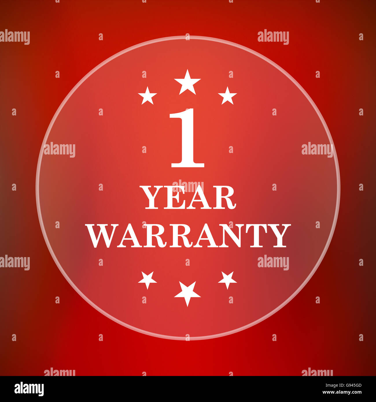 1 year warranty icon. Internet button on red background Stock Photo - Alamy