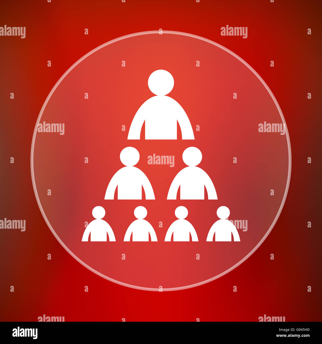 Organizational chart with people icon. Internet button on red ...