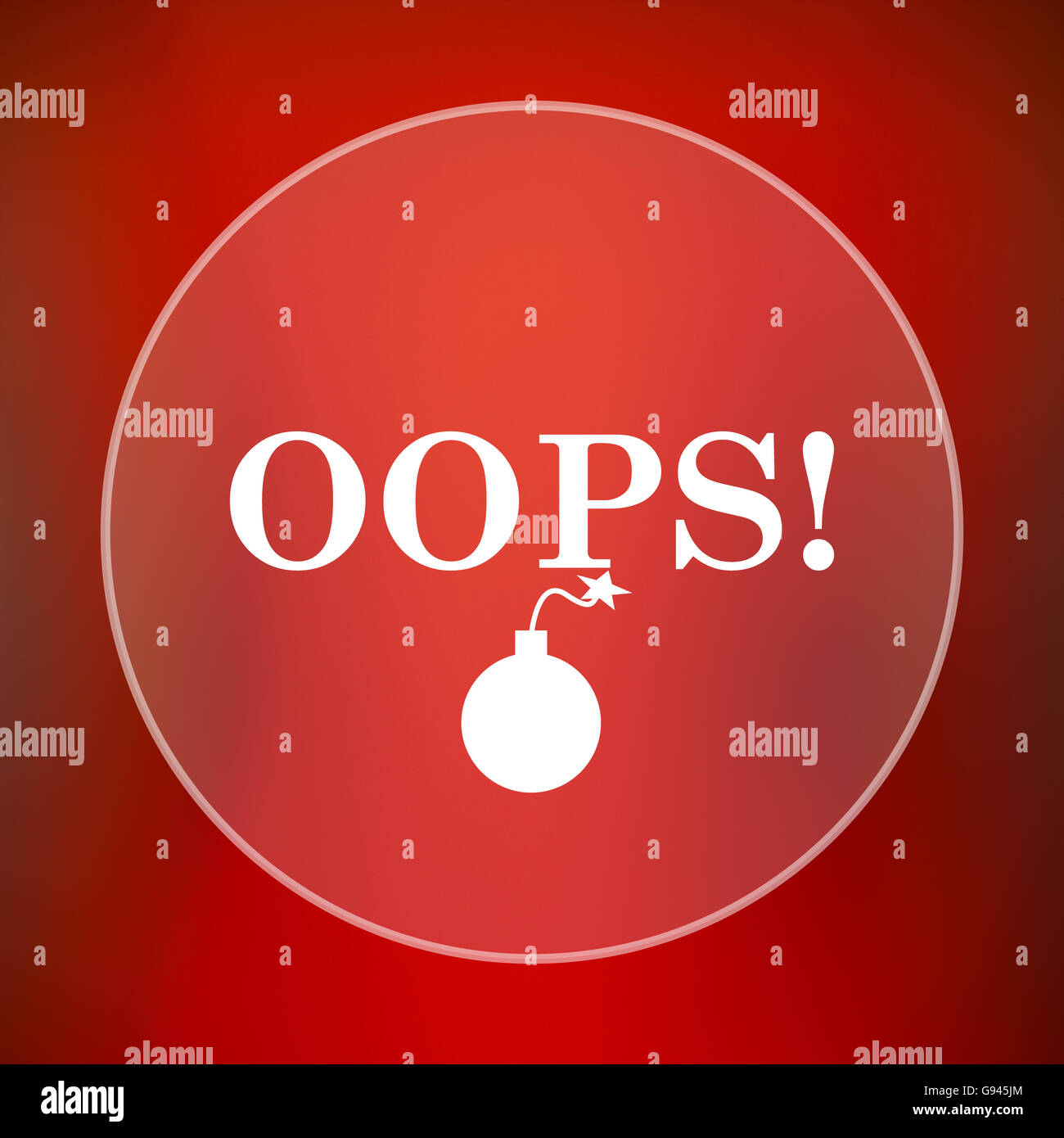 Oops icon. Internet button on red background Stock Photo - Alamy