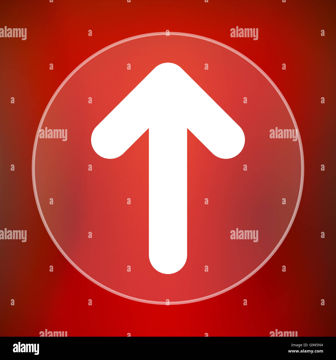 Up arrow icon. Internet button on red background Stock Photo - Alamy