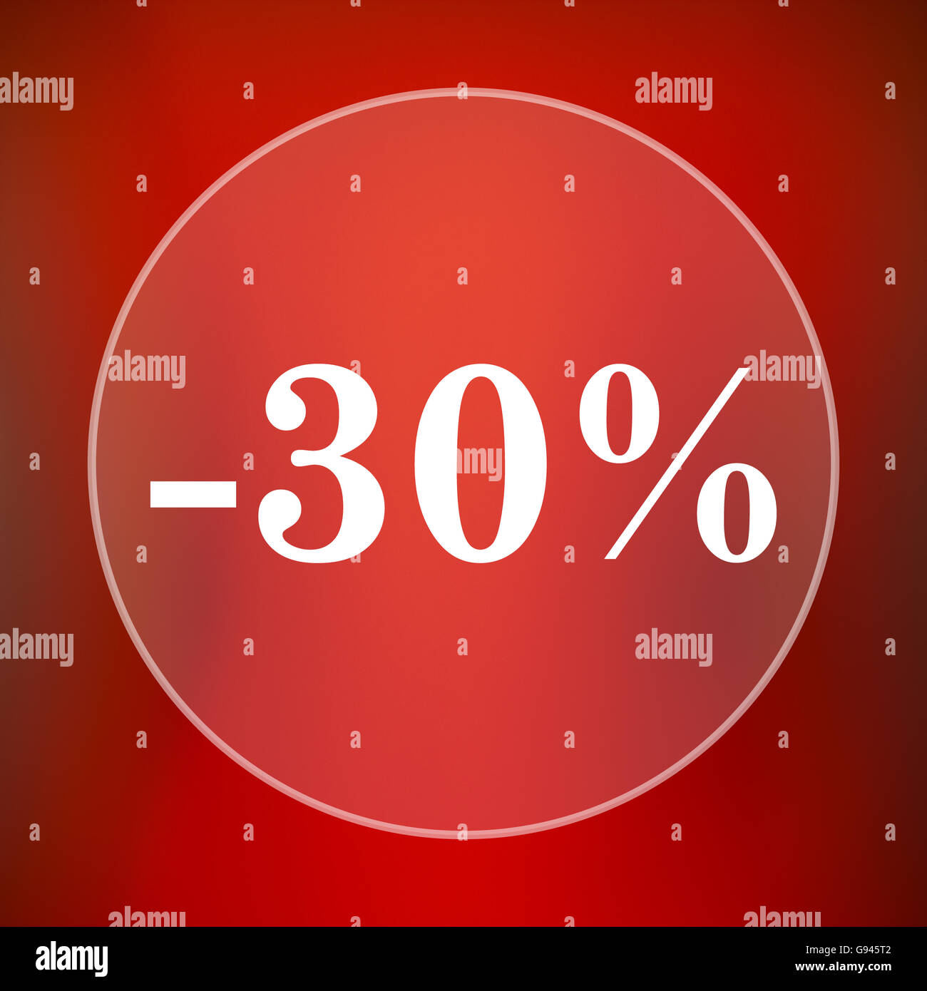 30 percent discount icon. Internet button on red background Stock Photo ...