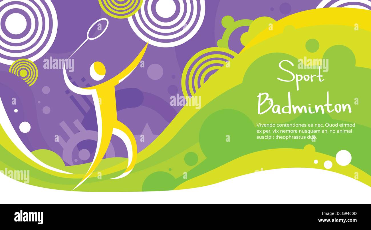 Badminton Player Athlete Sport Competition Colorful Banner Stock Vector ...