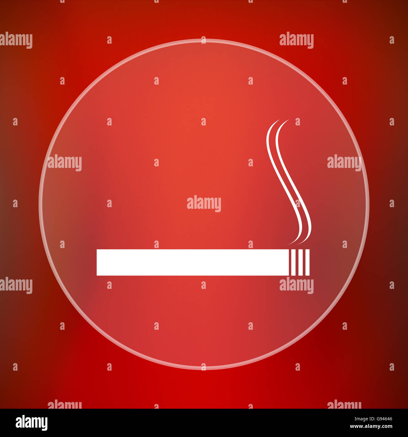 Cigarette icon. Internet button on red background Stock Photo - Alamy
