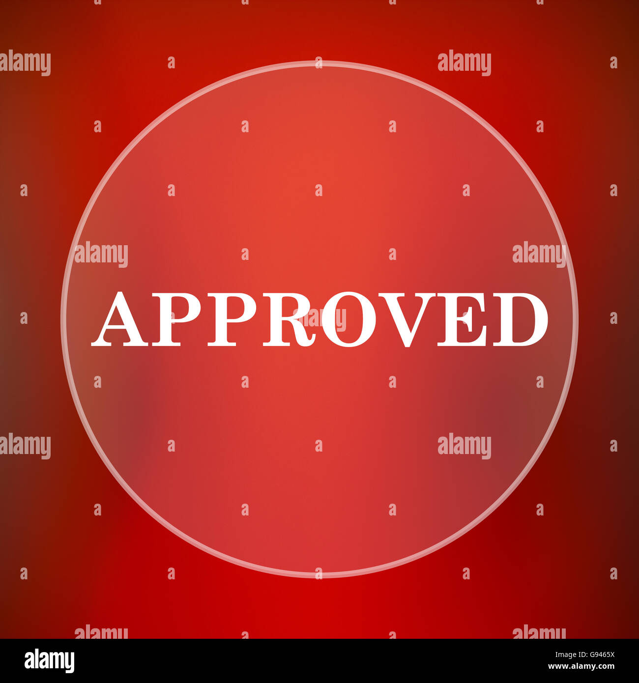 Approved icon. Internet button on red background Stock Photo - Alamy
